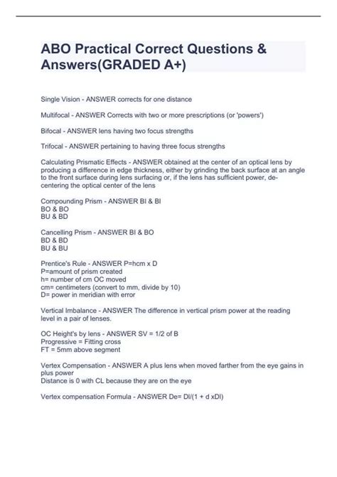 Abo Practical Correct Questions And Answers Graded A Abo Stuvia Us