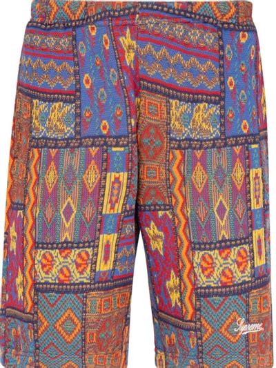 Supreme Patchwork Knitted Shorts In Rot Modesens