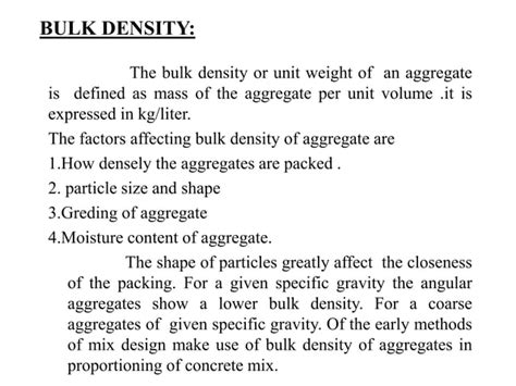 Bulk Density And Bulking Of Fine And Coarse Aggregate PPTX Civil Engineering Industry