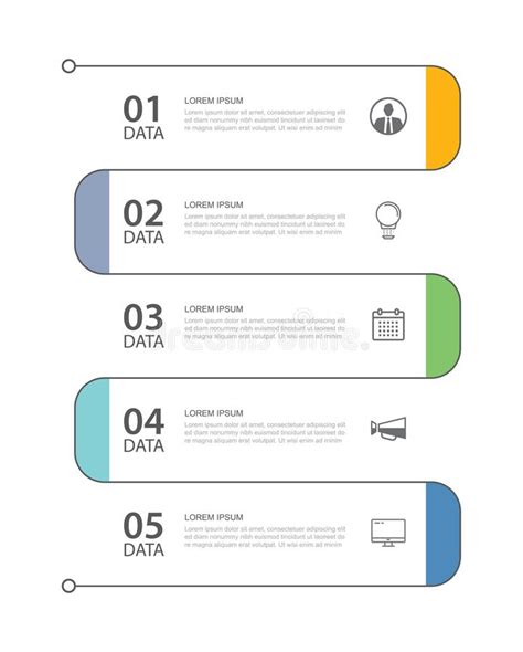 5 data infographics tab thin line index template vector illustration