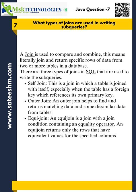 what types of joins are used in writing subqueries
