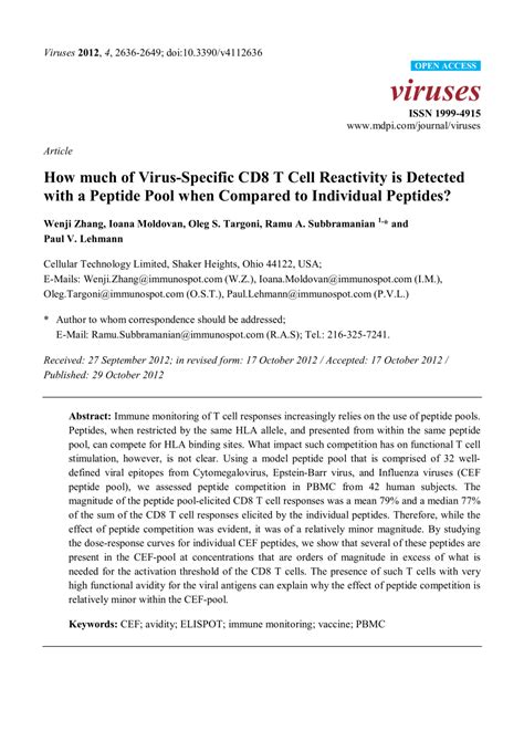 Pdf How Much Of Virus Specific Cd8 T Cell Reactivity Is Detected With