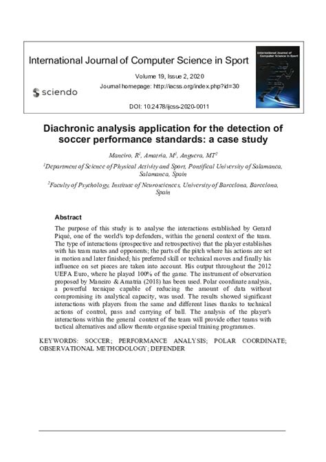 Pdf Diachronic Analysis Application For The Detection Of Soccer
