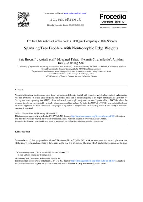 pdf spanning tree problem with neutrosophic edge weights