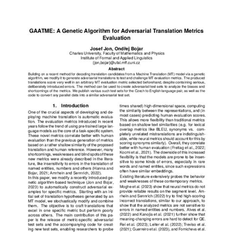 GAATME A Genetic Algorithm For Adversarial Translation Metrics Evaluation ACL Anthology