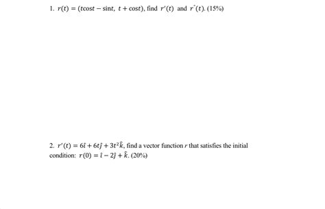 solved 1 r t tcost sint t cost ﻿find r t ﻿and