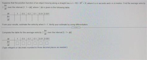 solved suppose that the position function of an object