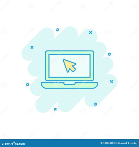 Vector Cartoon Laptop Notebook With Mouse Cursor Icon In Comic S Stock Vector Illustration Of