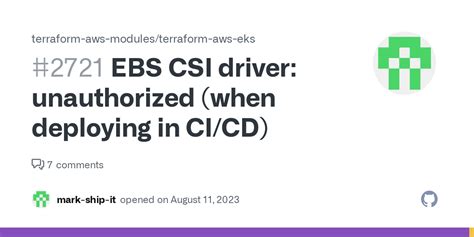 ebs csi driver unauthorized when deploying in ci cd · issue 2721