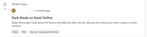 Issue With Dark Mode Affecting Excel Files In Sharepoint Via Web Browser Microsoft Qanda