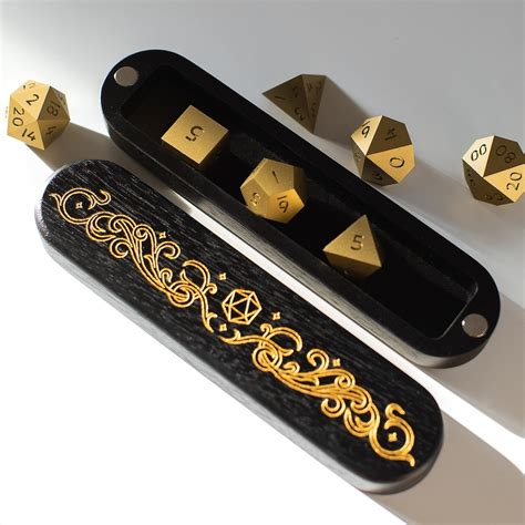 Filigree D20 Illustrated Dice Vault Wooden Dice Holder Resin And Wood Black Walnut Wood Dnd
