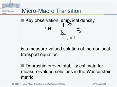 Ppt Micro Macro Transition In The Wasserstein Metric Powerpoint