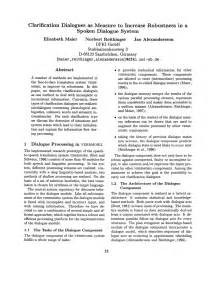 Pdf Clarification Dialogues As Measure To Increase Robustness In A Spoken Dialogue System