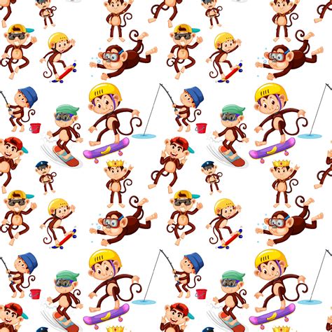 Monkey Seamless Pattern Background 4454788 Vector Art At Vecteezy