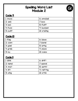 EL Education Skills Block Cycle Assessment Spelling Word Lists First Grade