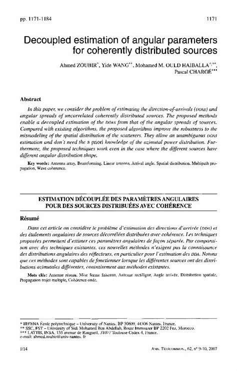 Pdf Decoupled Estimation Of Angular Parameters For Coherently Distributed Sources Dokumentips