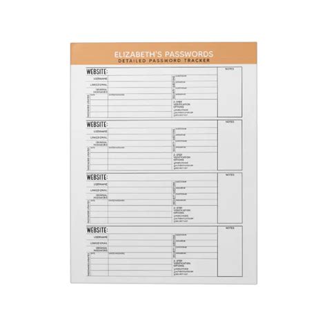 Basic Password Tracker With Username Notepad Zazzle