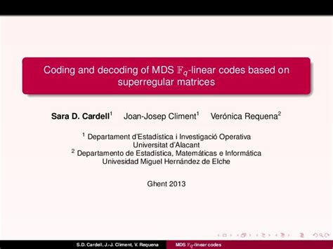 Pdf Coding And Decoding Of Mds F Linear Codes Based On Cageugent