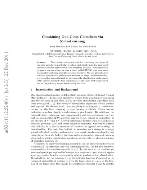 Pdf Combining One Class Classifiers Via Meta Learning