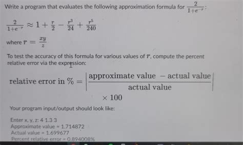 Solved Write A Program That Evaluates The Following
