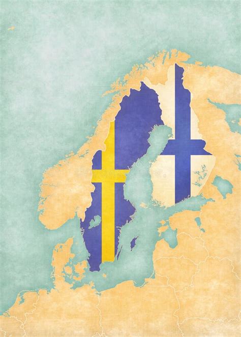Map Of Scandinavia Sweden And Finland Stock Illustration