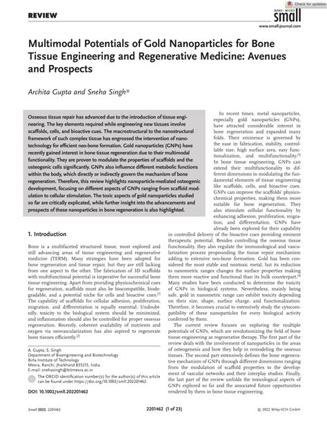 (PDF) Multimodal Potentials of Gold Nanoparticles for Bone Tissue ...