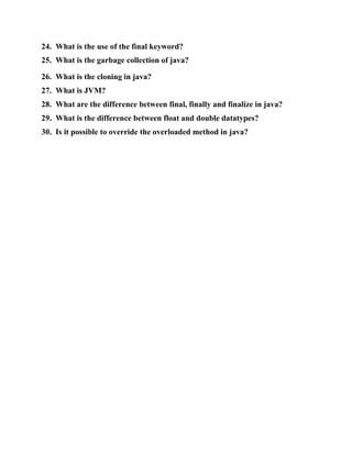 Softvamp Techno Solutions Technical Questions For Java 2 Years