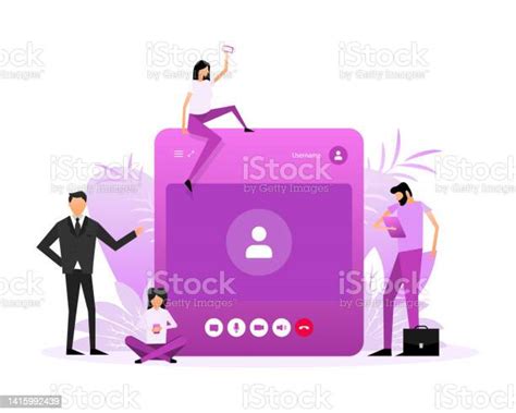 화상 통화 사람들과 모형 휴대 전화 모형 벡터 일러스트 레이 션 Brand Name Smart Phone에 대한 스톡 벡터 아트 및 기타 이미지 Brand Name