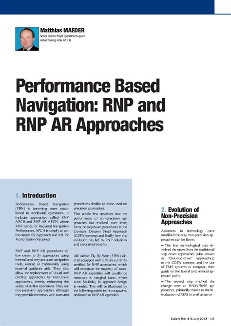 Performance Based Navigation Rnp And Rnp Ar Approaches Matthias
