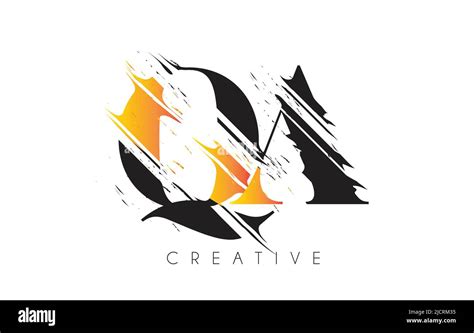Black And Yellow Qa Letter Logo With Vintage Grundge Cut Design