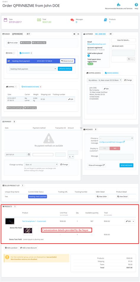 prestashop marketplace product custom field product customization