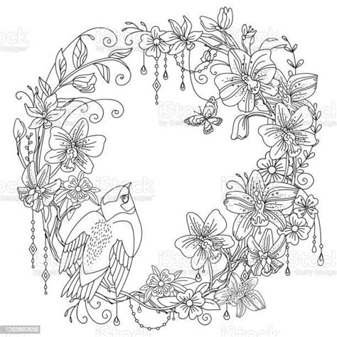 ระบายสีดอกไม้และนก 3 ภาพประกอบสต็อก ดาวน์โหลดรูปภาพตอนนี้ Tangle Pattern กล้วยไม้ การดูแล