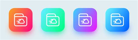 Cloud Storage Line Icon In Square Gradient Colors Network Database
