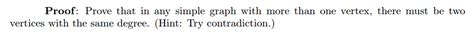 Solved Prove That In Any Simple Graph With More Than One Chegg