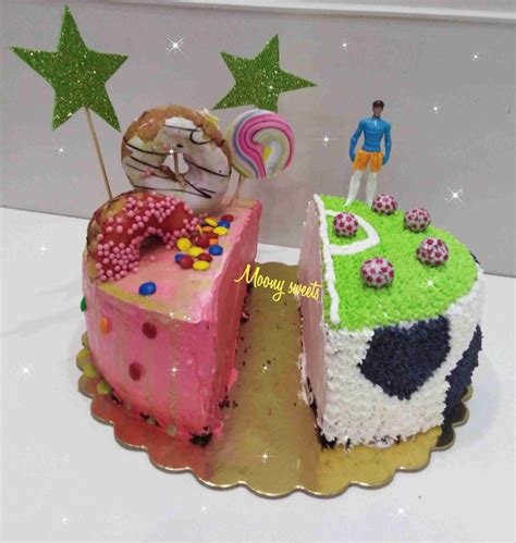 كيكة جمعت عيد ميلاد ولد وبنت زاكي