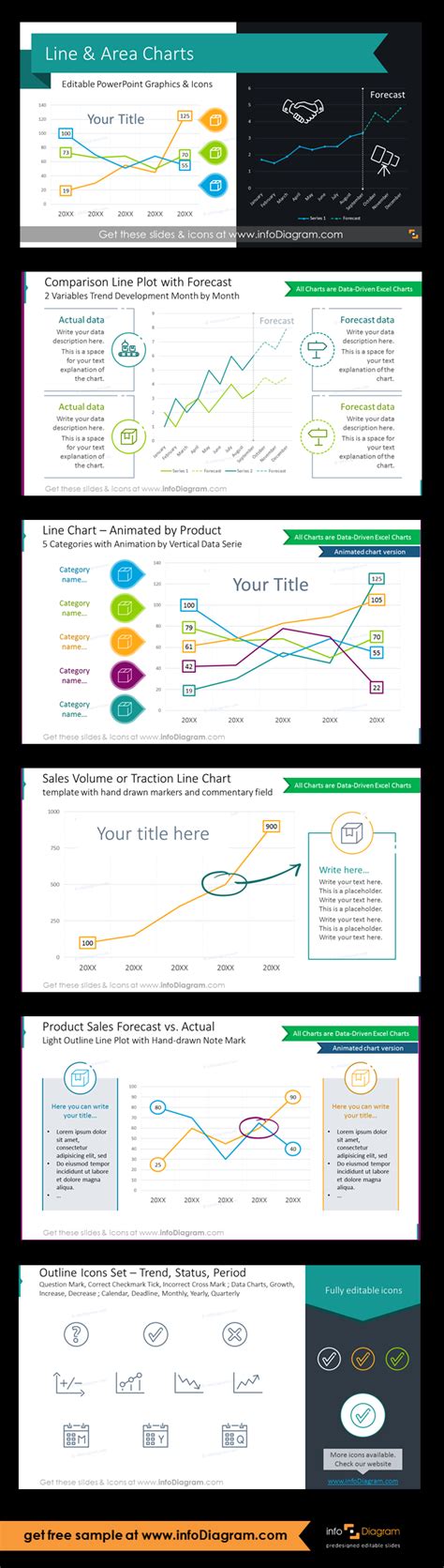 14 line data driven powerpoint charts for demand forecast and