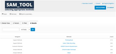 SAM TOOL Selecting Appropriate Methods