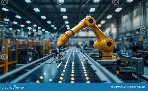Automated Robotic Arm In High Tech Industrial Assembly Line Stock Illustration Illustration Of