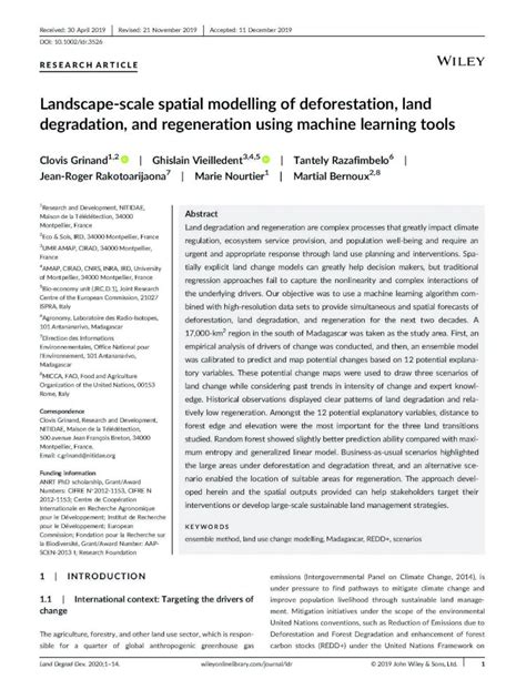 Pdf Landscape‐scale Spatial Modelling Of Deforestation Land Degradation · 2020 4 10 · Yet