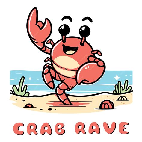 A Cheerful Crab Dancing On The Beach Crab Rave C Premium Ai Generated