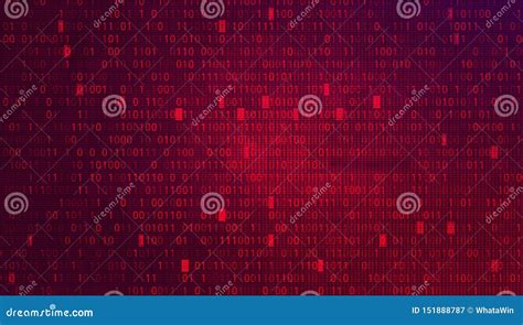 digital binary code on red bg cybercrime concept stock vector