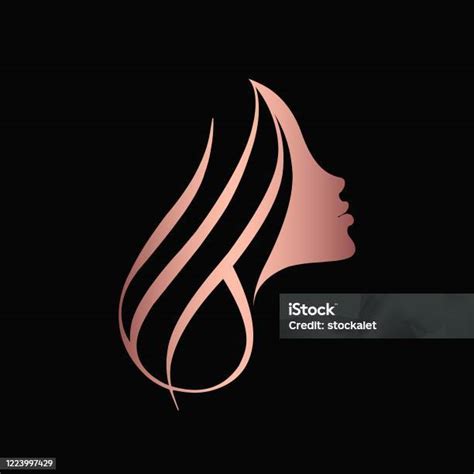 뷰티 살롱 로고입니다 아름다운 여성 프로필보기 초상화와 우아한 헤어 스타일 로고에 대한 스톡 벡터 아트 및 기타 이미지 로고