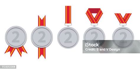 은메달 세트 챔피언 우승자 상 메달 명예 배지 플랫 격리 벡터 세트 은상 및 메달 트로피 일러스트레이션 10eps의 벡터 세트 Championship에 대한 스톡 벡터 아트