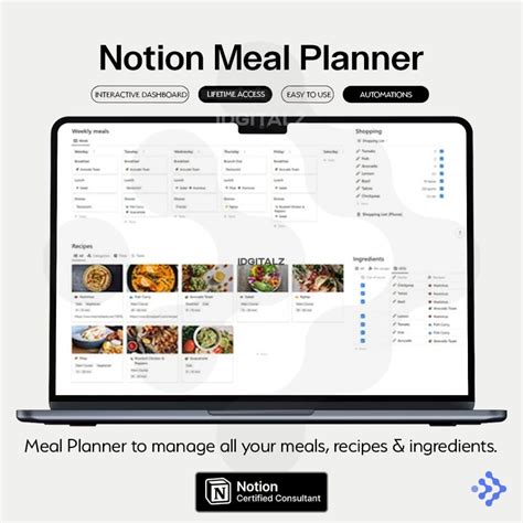 Jual T0101 Notion Meal Planner Template Perencanaan Makan Mingguan Agar Hidup Sehat Dengan
