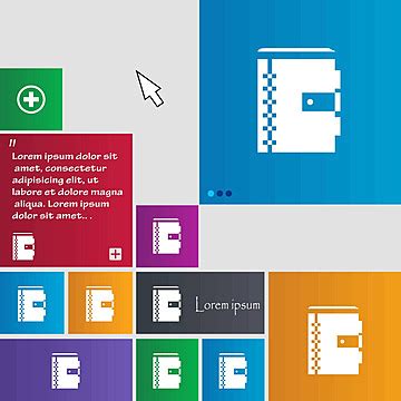 Vector Illustration Of Modern Website Buttons With A Notebook Icon And