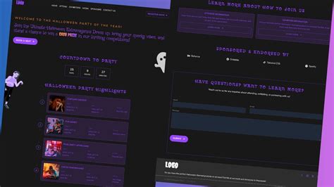 Responsive Halloween Event Landing Page Using Tailwind Css Full