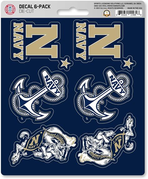 Us Naval Academy Navy Midshipmen 6 Piece Decal Sticker Set 5x6 Inch