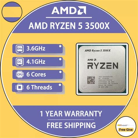 Amd Ryzen 5 3500x R5 3500x 3 6ghz Six Core Six Thread Cpu Processor 7nm 65w L3 32m 100 000000158