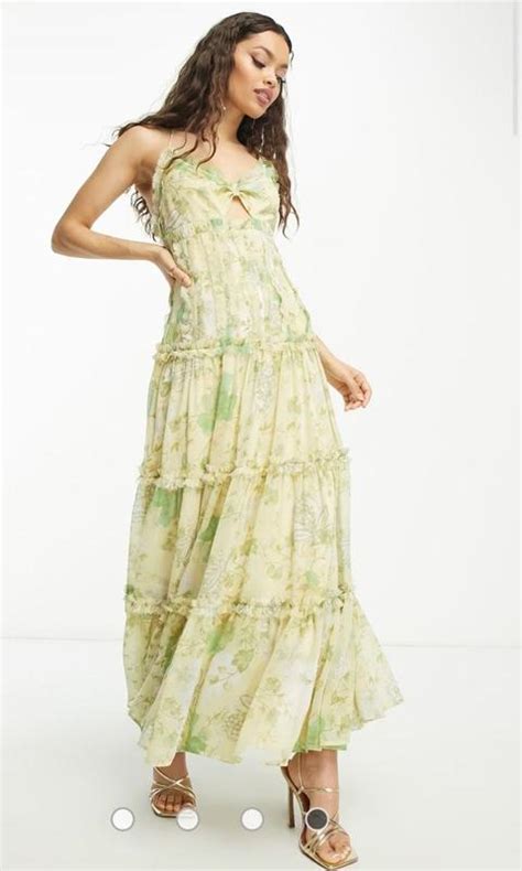 Стильна жіноча максі сукня в квітковий принт Asos оригінал довга сукня з відкритою спиною