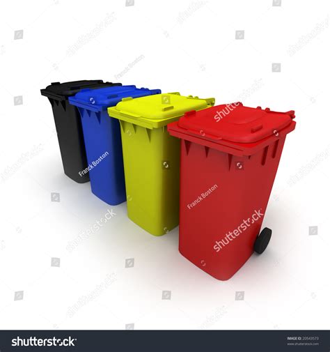 D Rendering Of Four Garbage Bins In Different Colors Stock Photo Shutterstock